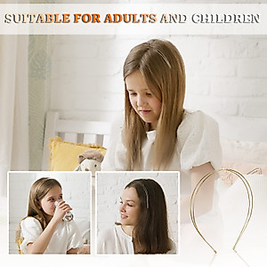 Vin Beauty 4 Pcs Metal Thin Double Headbands Row Wire Headband for Women Bridal Headband Hair Hoop Wedding Hair Band Elastic Metal Hairband for Women Girls (Gold)