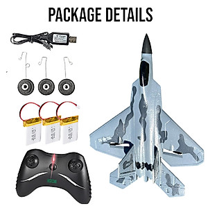 F222 CH RC Airplane, F-22 Plane Ready to Fly, 2.4GHz Remote Control, Easy to Fly RC Glider for Kids & Beginners Fighter Jet,2.4GHz 6-axis Gyro Stabilizer RTF Hobby Glider Aircraft Plane Easy to Fly