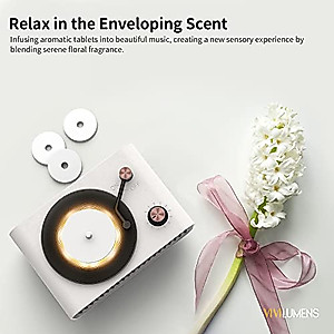 Vivilumens Gifts for Women, 4-in-1 Wireless Speaker Portable Bluetooth Speakers, Aromatherapy Diffuser with 3 Scented Tablets, Amber Night Light, Cute Room Decor, Relaxing Gift for Mom, Men, White