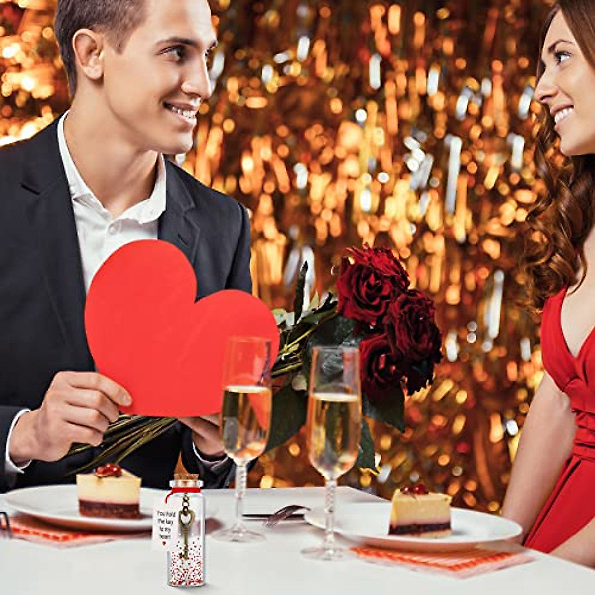 Zonon You Hold The Key to My Heart Romantic Wish Jar Love Message with Bottle Romantic Decoration for Boyfriend or Girlfriend Anniversary Romantic Gift Christmas Valentine's Day Gift for Her Him