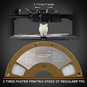 OVERTURE TPU High Speed Filament 1.75mm Flexible TPU Roll, 3D Printer Filament,Dimensional Accuracy +/- 0.03 mm, Fit Most FDM Printer (HS TPU White)