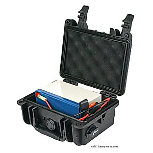 Voltage Waterproof Battery Box Enclosure with SAE Connector for 12V 9ah, 12V 8ah or Lithium 12V 10ah Batteries Kayak Fishfinder, GPS, Lighting and Outdoor Solar Systems (Single SAE Connector)