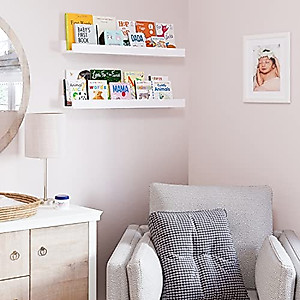 Wallniture Denver 34" White Wall Bookshelf for Kids' Room, Wall Shelves for Nursery Decor, Floating Shelves for Wall Decor
