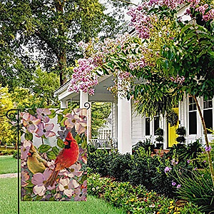 Artofy Cardinals Spring Home Decorative Garden Flag, House Yard Lawn Summer Welcome Decor Red Yellow Birds Dogwood Flowers, Floral Outside Decorations Outdoor Small Burlap Flag Double Sided 12 x 18