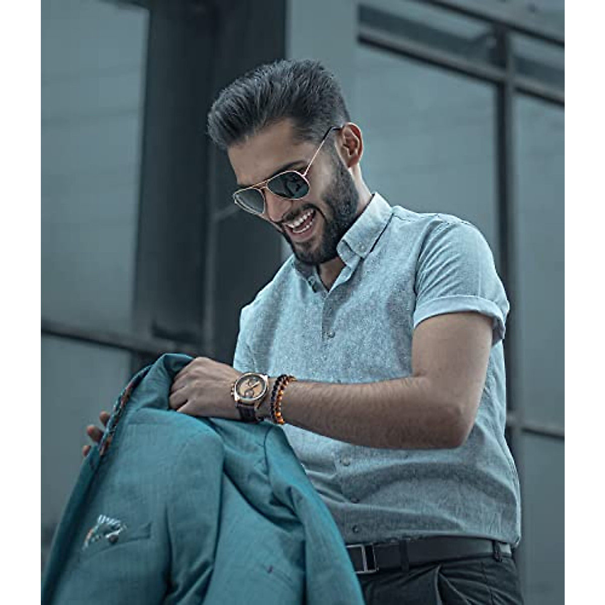 BOMAIL 12Pcs Natural Semi-Precious Gemstones Bracelets -8mm Round Beaded Bracelets for Men Women Reiki Healing Crystals Beads Stretch Bracelet