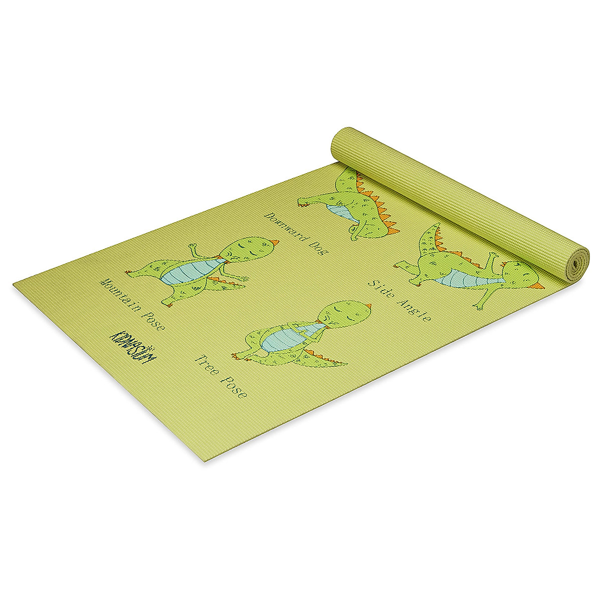 Kidnasium Kids Yoga Mat - 60” x 24”, Oriented 3mm Thick, Fun Prints Exercise Mats, Ideal for Babies, Toddlers and Children - Non Toxic Latex Sensitive - Dino Poses