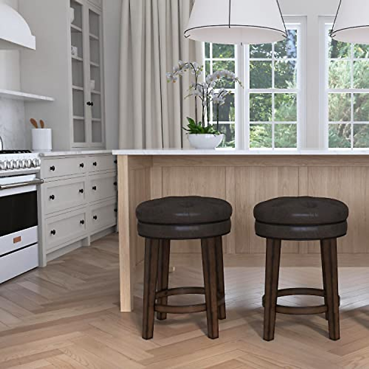 Hillsdale Krauss Backless Swivel Counter Height Stool Counter Stool, Dark Brown