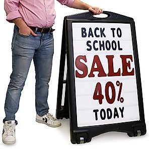SmartSign 24"x36" Changeable Message Sign Board Sidewalk Sign, Deluxe Portable BigBoss & Letter Kit for Outdoor, Business, Large Black Standing Frame with Wheels, USA-Made