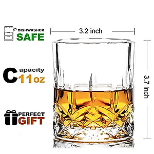 Triplorare Whiskey glasses set of 6, 11 OZ, Old-Fashioned Whiskey glasses, Rum glasses, Bar whiskey glasses, Glasses for Scotch (Rock glasses set of 6)