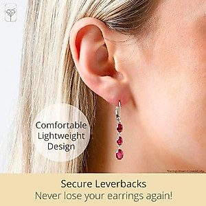 MAX + STONE 925 Sterling Silver Created Opal Oval Dangle Earrings for Women with Leverbacks and 1.5 inch October Birthstones