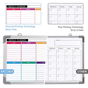 Small Weekly Dry Erase Board for Wall, ARCOBIS 12" x 16" Magnetic Calendar Whiteboard, Hanging Double-Sided White Board for Planning, Memo, to Do List, Drawing, School, Home, Office
