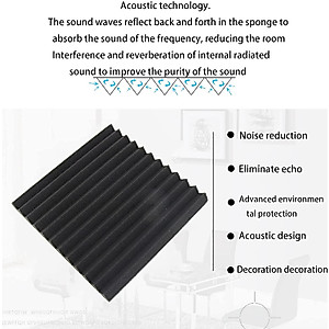 48 Pack Black Acoustic Foam Panels, 1" X 12" X 12" Acoustic Panels Soundproof Studio Foam for Walls Sound Absorbing Panels Sound Insulation Panels, Acoustic Foam Panels (48 PCS)