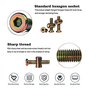 123PCS M6 Kit Crib Screws Baby Bed Screws Hardware Replacement Kit, Hex Socket Head Cap Screws Nuts for Furniture Beds Crib by SG TZH