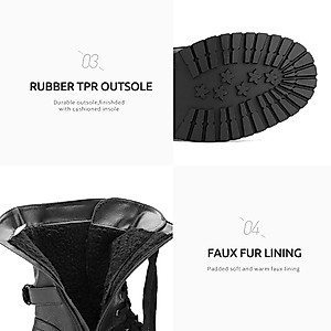 DREAM PAIRS Women's Winter Terran Snow Black Faux Fur Lined Mid Calf Riding Combat Boots Size 8 M US