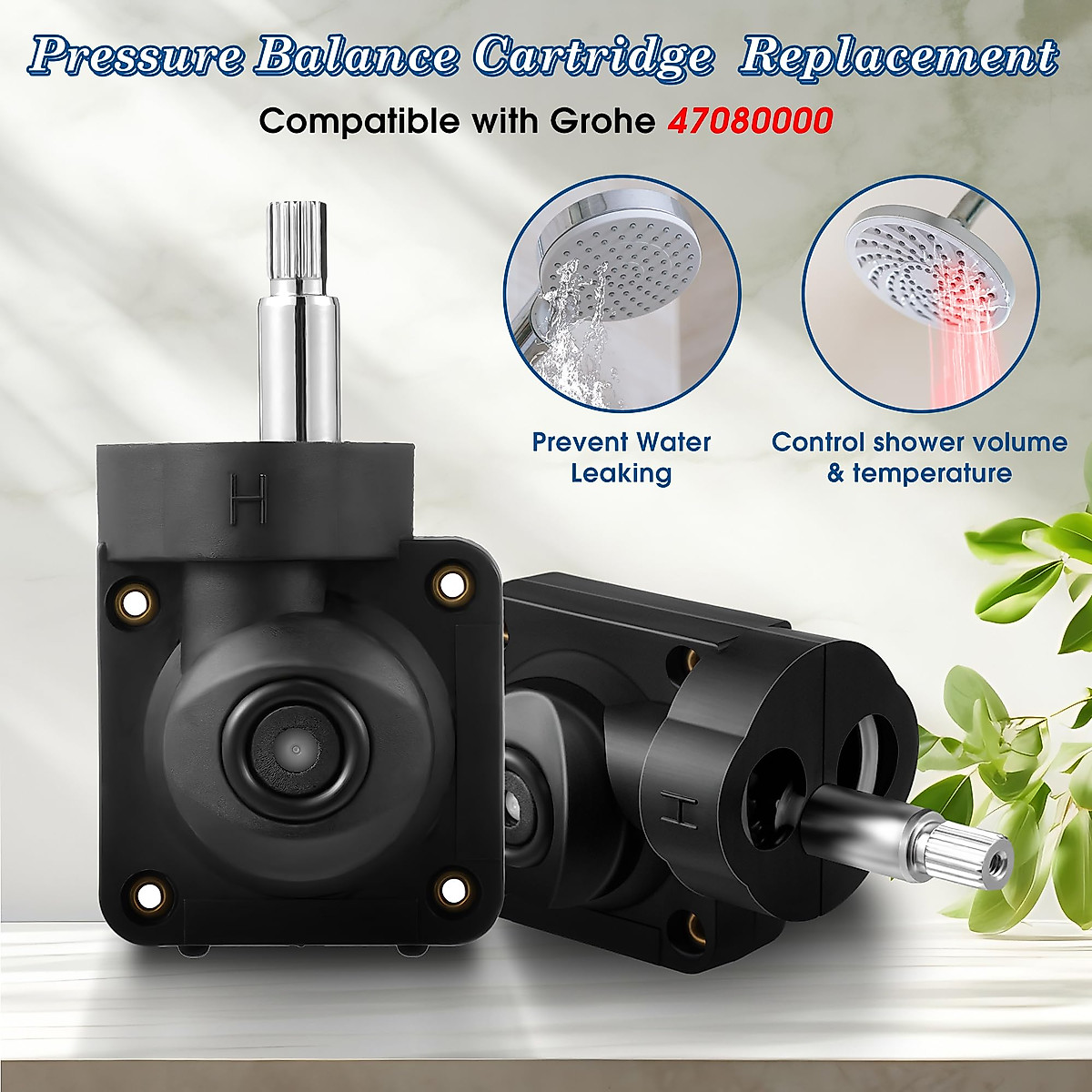 Enhon Pressure Balance Cartridge Compatible with Grohe 47080000, Pressure Balancing Unit Cartridge Compatible with Tempress II Balancing Tub Shower Valves, Chrome