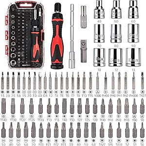 Amazon Basics 73-Piece Magnetic Ratcheting Wrench and Electronics Precision Screwdriver Set