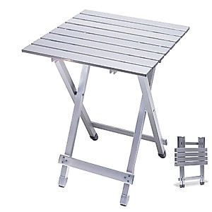 SUNNYFEEL Folding Camping Table - Lightweight Aluminum Portable Picnic Table, 18.5x18.5x24.5 Inch for Cooking, Beach, Hiking, Travel, Fishing, BBQ, Indoor Outdoor Small Foldable Camp Tables