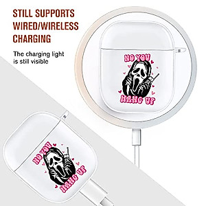 Case for Airpod Case 2nd Generation,Ghostface Scream Airpods Case Cute,Cute Airpod Case 1st Generation,Clear Funny Airpod Case Cover with Keychain for Women Girls (Scream 1st/2nd Case)
