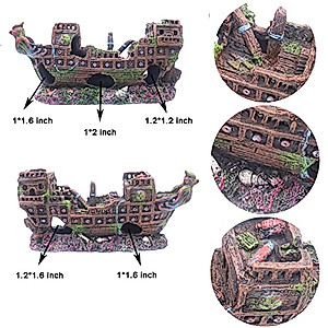 Ulifery Aquarium Shipwreck Sunken Pirate Ship, Fish Tank Decorations Battleship War Boat for Betta Extra Large XL for 55-75 Gallon Tank