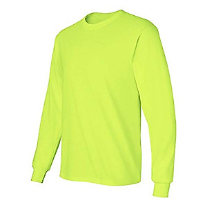 Fit In Basic Safety High Visibility Long Sleeve Construction Work Shirts for Men X-Large, Safety Green (3pk)