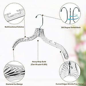 Quality Hangers Clear Hangers 12 Pack - Crystal Cut Hangers for Clothes - Durable Plastic Hanger Set - Invisible Dress Hangers for Suits - Heavy Duty Hangers - Nonslip Coat and Shirt Hangers