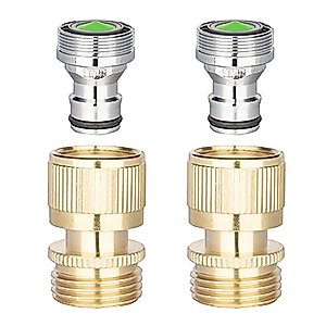 WHK Kitchen Quick Connect Faucet Adapter,Portable Washer Adapter Bathroom Sink Faucet Snap Adapter to Garden Hose 15/16 In.-27M or 55/64 In.-27F x3/4 inch GHT Female for Washer, Indoor Sink（2packs)