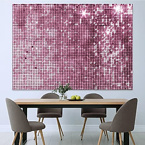 Wollmix 7x5ft Rose Gold Sequins Backdrop Disco Party Decorations Glitter Birthday Wedding Party Photo Background for Baby Shower Photography 70s Theme Halos Party Banner Photo Studio Props