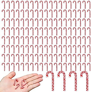 120 Pcs Christmas Candy Cane Decorations Fake Candy DIY Craft Supplies Peppermint Ornaments for Christmas DIY Garden Accessories Christmas Phone Case Making(Red and White, Candy Cane)