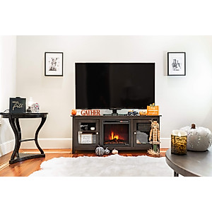 e-Flame USA Montana 19"x18" LED Electric Fireplace Stove Insert with Remote - 3D Logs and Fire (Black)
