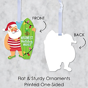 Big Dot of Happiness Tropical Christmas - Beach Santa Holiday Decorations - Christmas Tree Ornaments - Set of 12