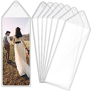 Plastic Bookmark Sleeves Photo Booth Sleeves 2-1/4 x 6-1/4 Inches for Wedding 2 x 6 Inches Vinyl Photo Strips for Valentine's Day Gift (60)