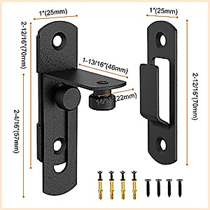 2 Packs 90 Degree Flip Barn Door Lock Latches, Matte Black Stainless Steel Gate Latch Security Door Latch for Barn Door, Pet Door, Bathroom, Cabinet Closet, Window, Sliding Door Lock
