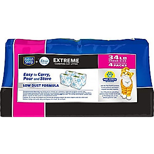 Fresh Step Extreme Scented Litter with the Power of Febreze, Clumping Cat Litter Mountain Spring, 34 Pounds
