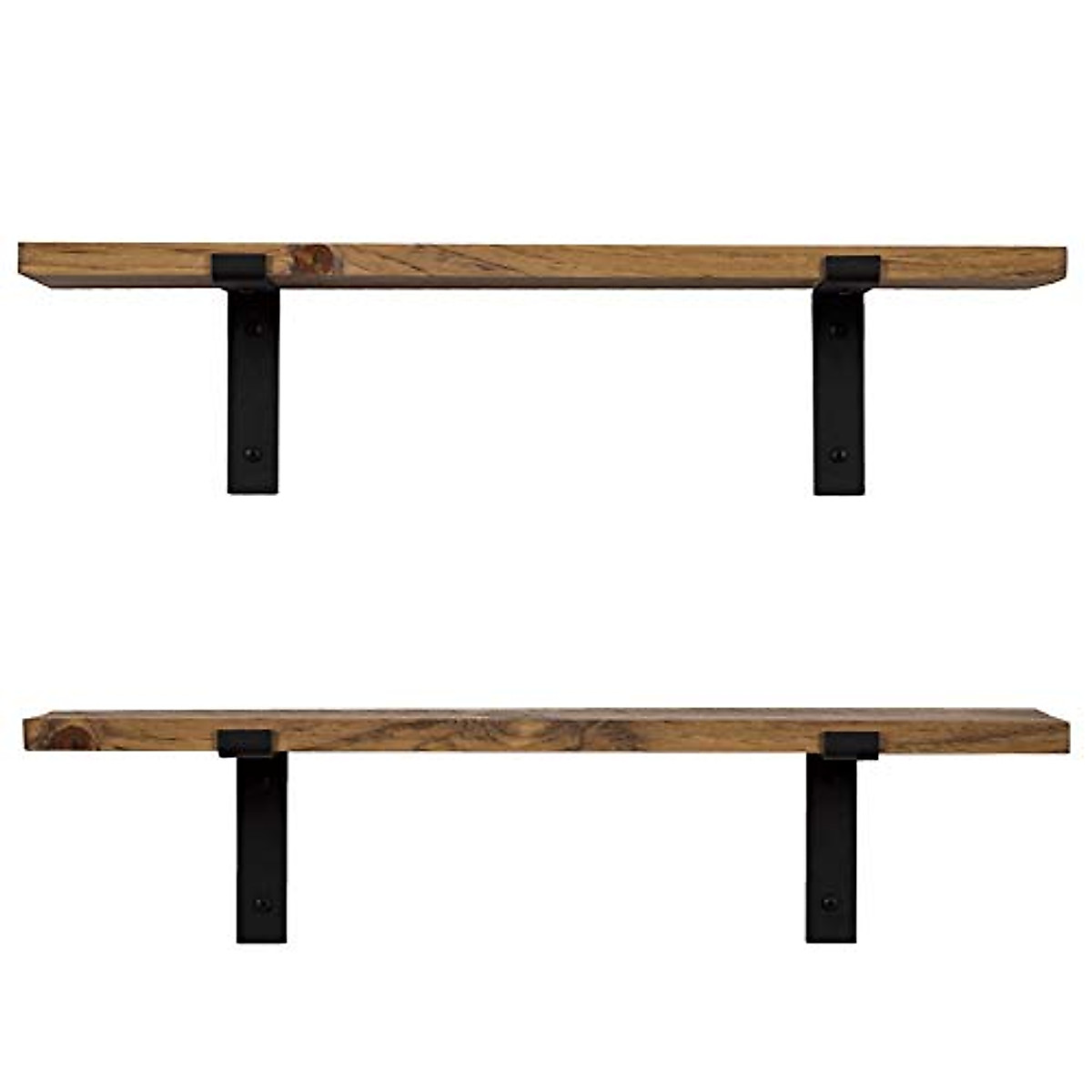 Imperative Décor Rustic Wood Floating Shelves Wall Mounted Storage Shelf with L Brackets USA Handmade| Set of 2 (Special Walnut, 24" x 5.5")