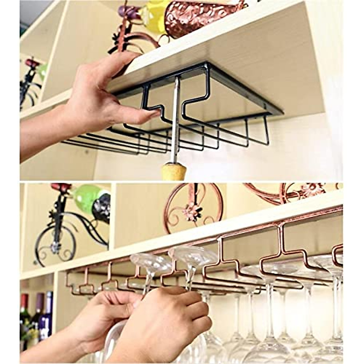 Wine Glass Shelf, Upside-down Home Goblet Iron Art Shelf, Wine Glass Hanging Storage Rack 80 * 22.5cm