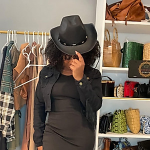 4E's Novelty Black Cowboy Hat for Men & Women - Felt Studded Black Cowgirl Hat for Women Western Themed Party, Cowboy Costume Accessory for Adults