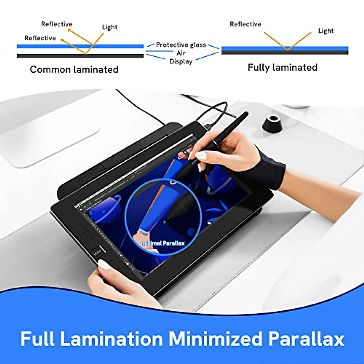 VEIKK VK1200 Drawing Tablet with Screen, 11.6 inch Full-Laminated Drawing Monitor with 6 Shortcut Keys and 8192 Levels Tilt Function Pen, for PC/Mac for Teach Anime(120% sRGB)