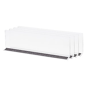 MECCANIXITY L Type Shelf Dividers, PVC Clear Closet Shelf Separator Organizer Clapboard for Cabinet Supermarket with Magnetic Strip 40 x 4 x 12cm Pack of 4