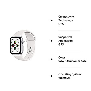 Apple Watch SE (GPS, 40mm) - Silver Aluminum Case with White Sport Band (Renewed)