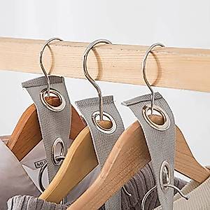 KLEVERISE 12 PCS Space Saving Closet Hanger Connector Extender Organizers - Odorless Wonder Space Saver Hanger Extension Connections - Clothes Hanger Magic Cascading Band Gray
