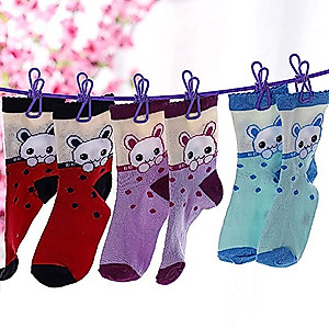 NUZAMAS 2X Clothesline 12 Pegs Clips Portable Expandable Adjustable Retractable Airer for Camping Travel Clothes Laundry Drying Outdoor and Indoor Use Purple