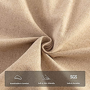 PSNL Mid-Century Modern Swivel Accent Chair Comfortable Home Office Computer Desk Chair No Wheels for Living Room with Breathable Fabric Upholstered Wood Legs (Armless, Beige)