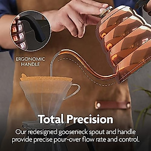 Vianté Pour Over Coffee Kettle with Thermometer for Exact Temperature 40 fl oz - Premium Stainless Steel Gooseneck Tea Kettle for Drip Coffee, French Press and Tea - Works on Stove and Any Heat Source