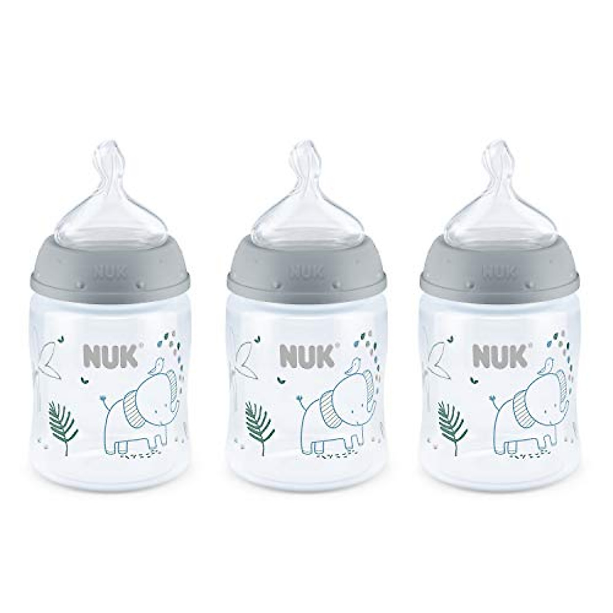 NUK Smooth Flow Anti Colic Baby Bottle, Elephant, 5 Ounce (3 Pack)