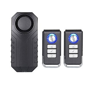 Mengshen Wireless Bicycle Motorcycle Alarm, Waterproof Anti-Theft Security Sensor Alarm with 113dB Super Loud Sound, 7 Level Sensitivity (2 Remote Control Included)