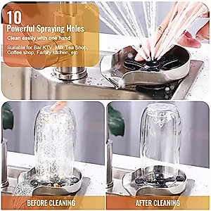 Glass Rinser for Kitchen Sinks, 10 Holes Faucet Bottle Washer, Cup Washer for Sink, Kitchen Sinks Accessories for Baby Bottle, Bar Glass Rinser