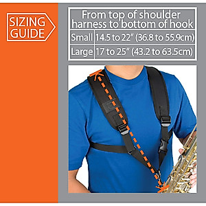 Pro Tec Saxophone Harness with Deluxe Metal Trigger Snap, Large, Model A306M, Black