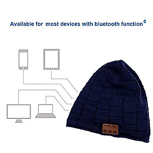 BearsFire Wireless Music Hat Beanie with Bluetooth Headphone Earphone Stereo Speaker Mic Hands-Free, Men Women Winter Warm Thick Skull Cap Outdoor Sport Running Knit Hat for Iphone Android Cell Phones