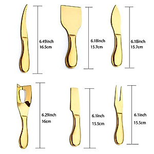 Cheese Knife Set for Gold,Premium Stainless Steel Cheese Knife Collection for Charcuterie with Spreader,Fork and Case
