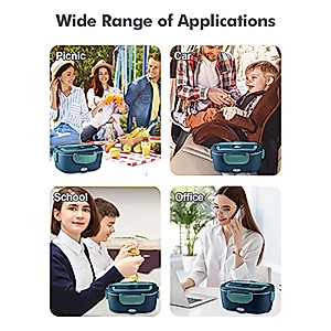 Electric Lunch Box,Portable Box Food Heater, Electric Lunch Box Food Heater,For Car/Truck Work 12v/24v/110v/60w,Stainless Steel Container Fork & Spoon And Bag